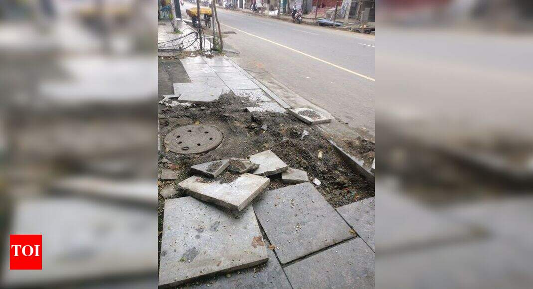 dangerous footpath, no walkers allowed - Times of India