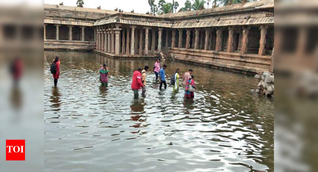 Chola temple turns into swimming pool after rain | Chennai News - Times ...