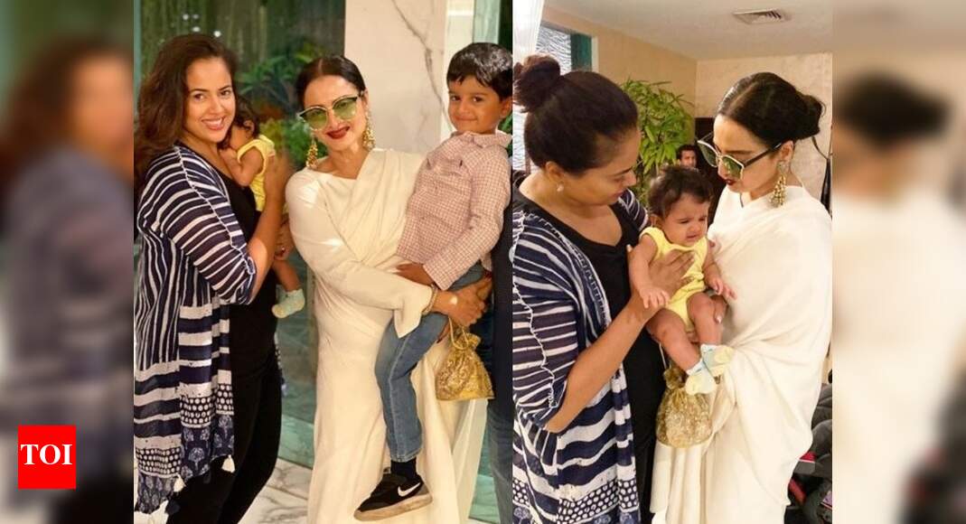 Rekha meets Sameera Reddy’s kids and the pictures are too cute to be ...