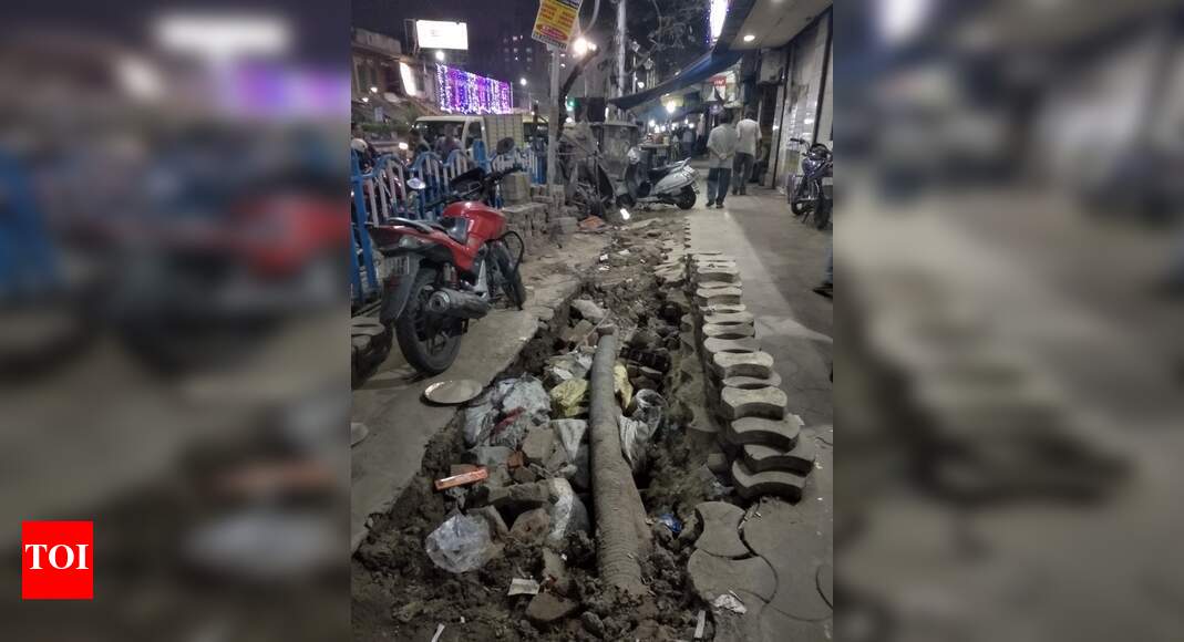 Broken Footpath, Bhwanipore - Times of India