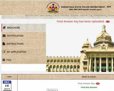 KSP Constable final answer key 2019 released, check here - Times of India