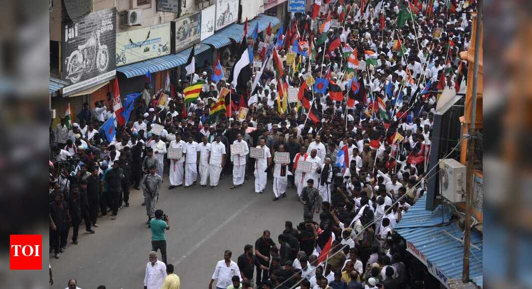 DMK Protest in Chennai: DMK and allies take out mega rally in Chennai ...