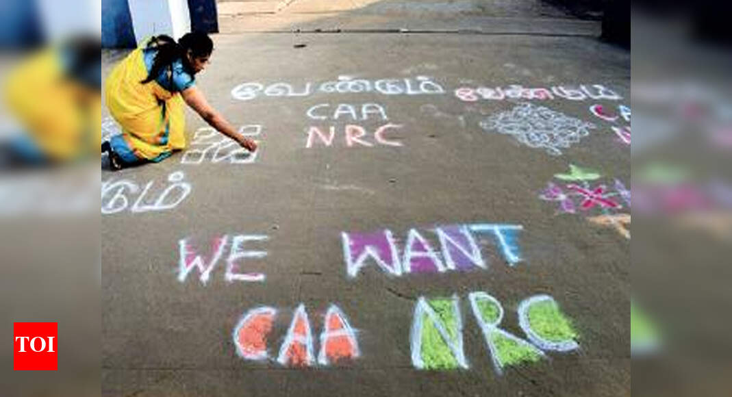 DMK stages anti-CAA rangoli stir across Tamil Nadu | Chennai News ...