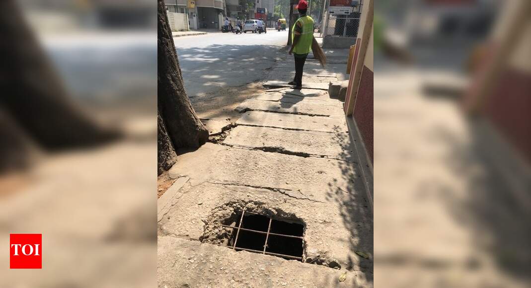 Broken drain cover on Nandidurga Road - Times of India
