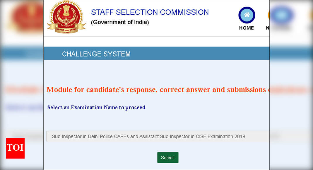 SSC CPO Answer Key: SSC CPO SI Paper I Answer Key, response sheet ...
