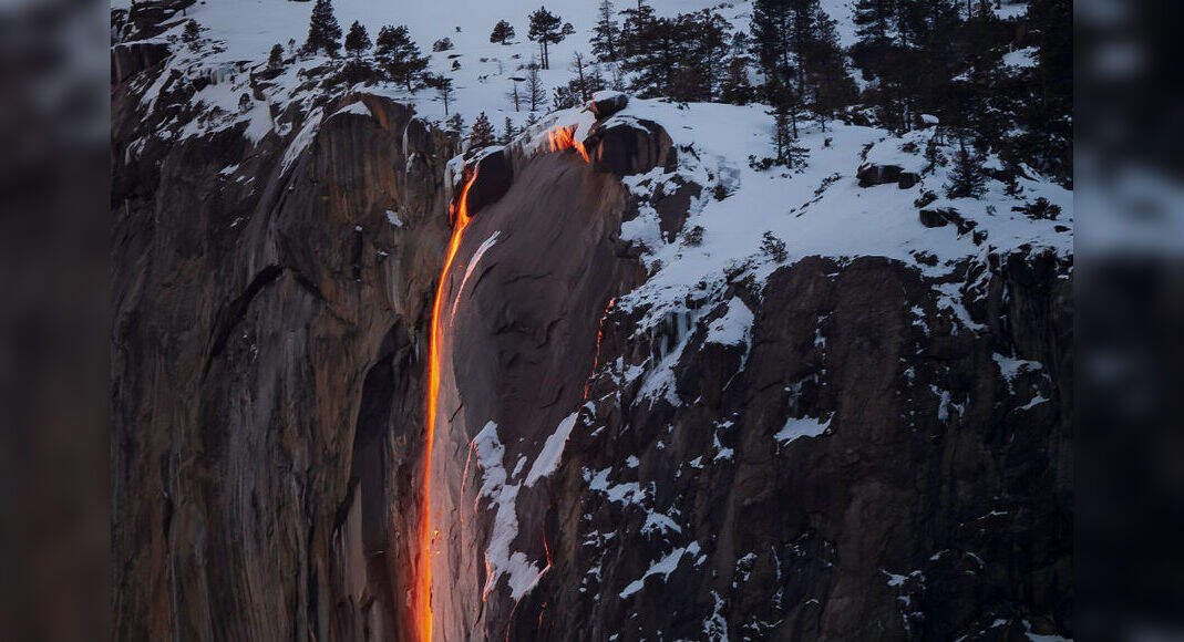 A fiery wonder! A fire waterfall exists in California | TimesTravel