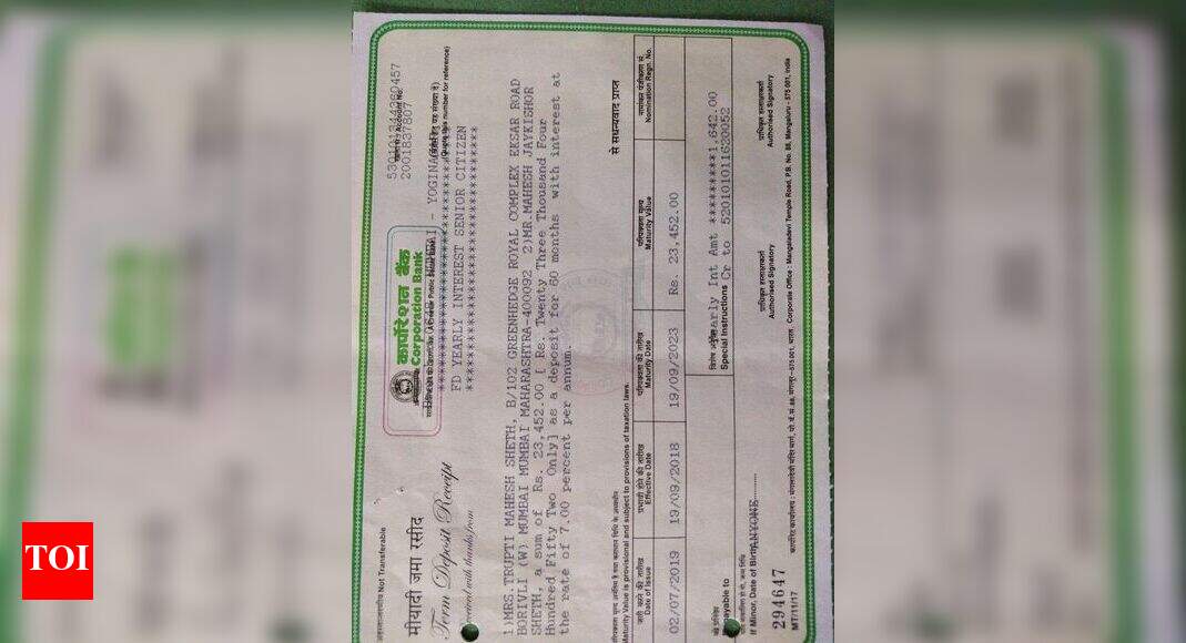 Received Term Deposit Receipt From Corporation Times Of India received-term-deposit-receipt-from-corporation-times-of-india