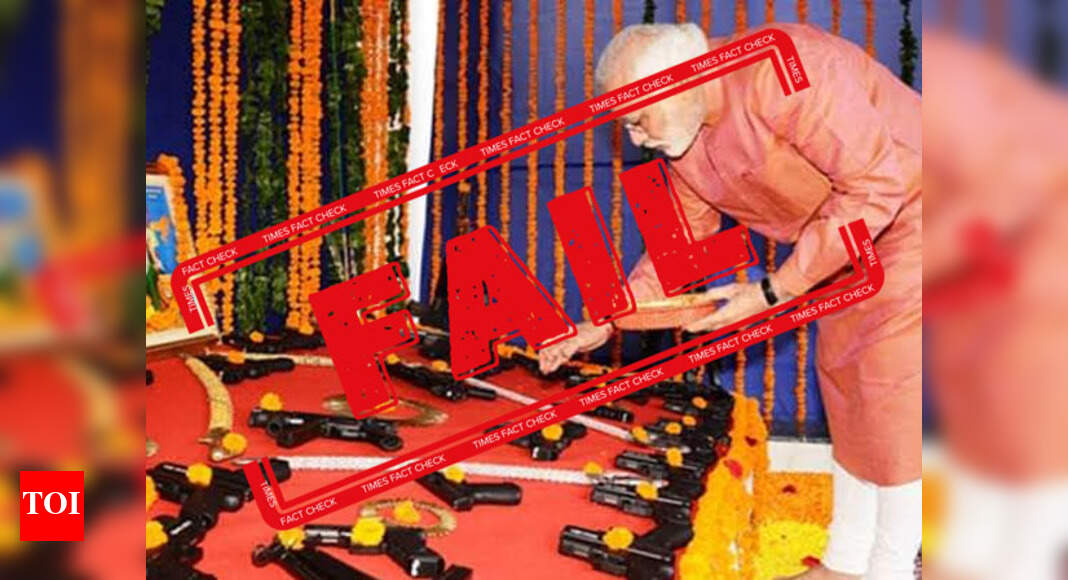 FAKE ALERT: Old photos of PM Modi doing ‘Shastra Puja’ viral saying he ...