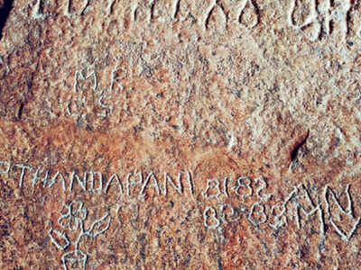Tamil Brahmi inscriptions overwritten by vandals | Chennai News - Times ...