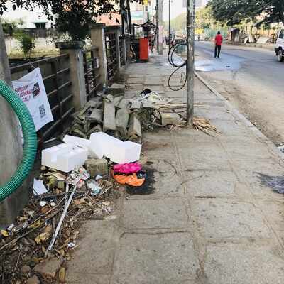Neglected foot path - Times of India