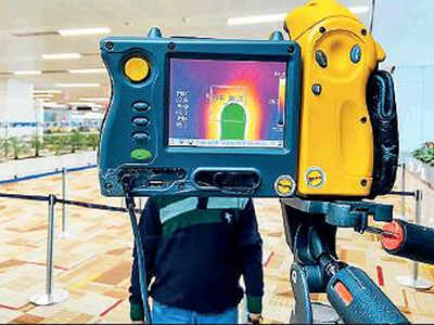 Thermal screening of passengers at Jaipur airport for coronavirus ...