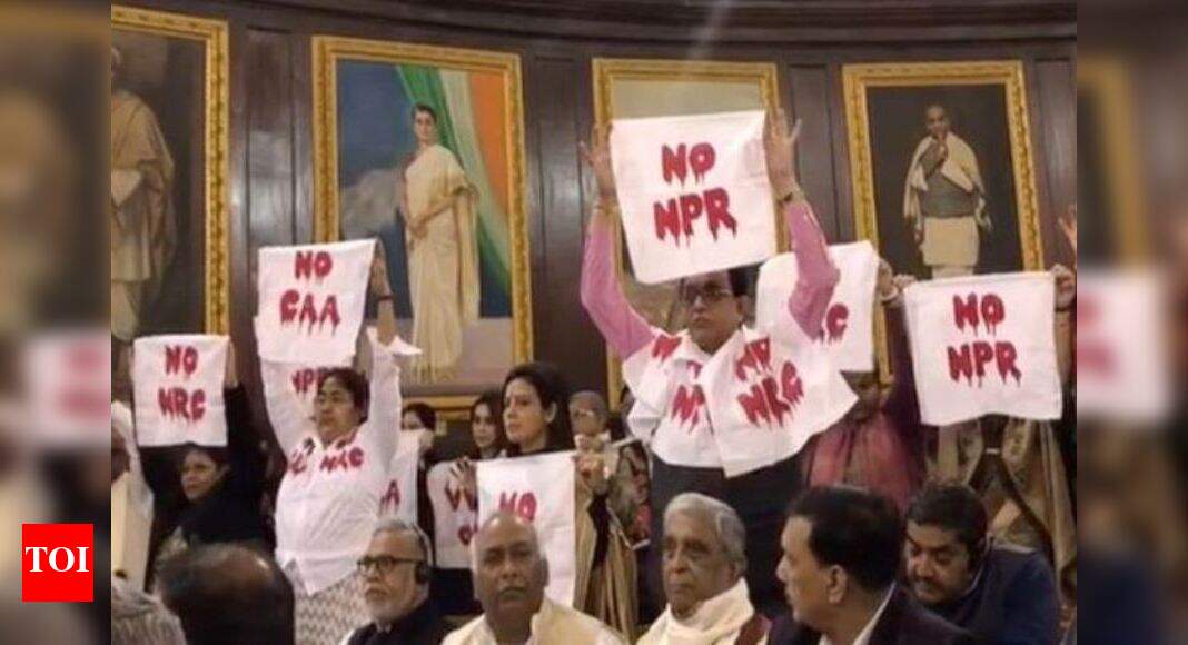 Leaders of 14 opposition parties wear black arm bands during President ...