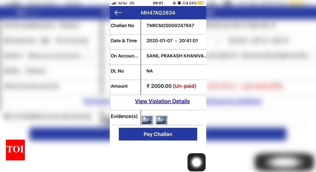 Challan not paid by RTO police - Times of India