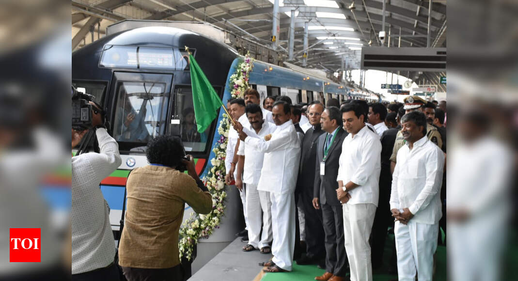 Telangana CM K Chandrasekhar Rao inaugurates 11-km stretch of Hyderabad ...