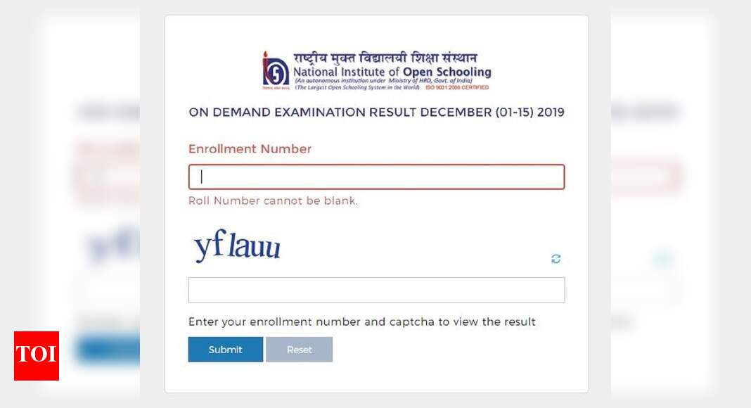 Nios Ode Result Nios On Demand Exam Result For December Released