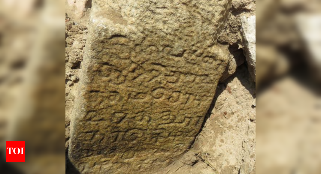 Chola era stone pillars with Tamil inscriptions found near Pudukkottai ...