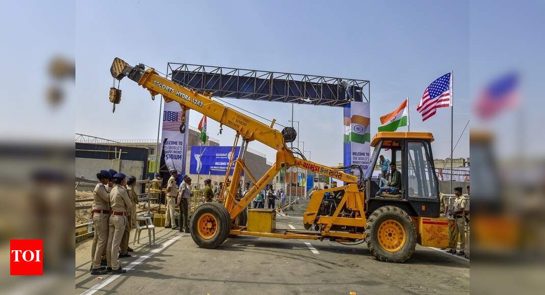 Makeshift gate at Motera stadium collapses ahead of Trump's visit ...