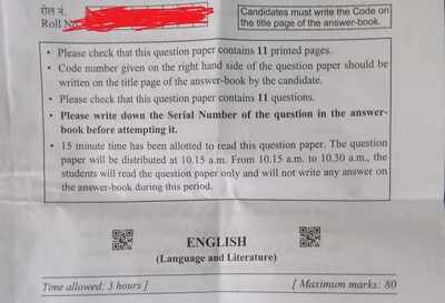 CBSE 10th English Question Paper 2020 - The Times of India