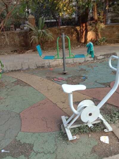 Broken outdoor exercise booths at public garden. - Times of India