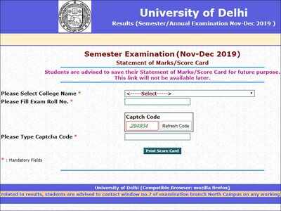DU Exam Result: Delhi University UG/ PG Nov-Dec Exam 2019 result ...