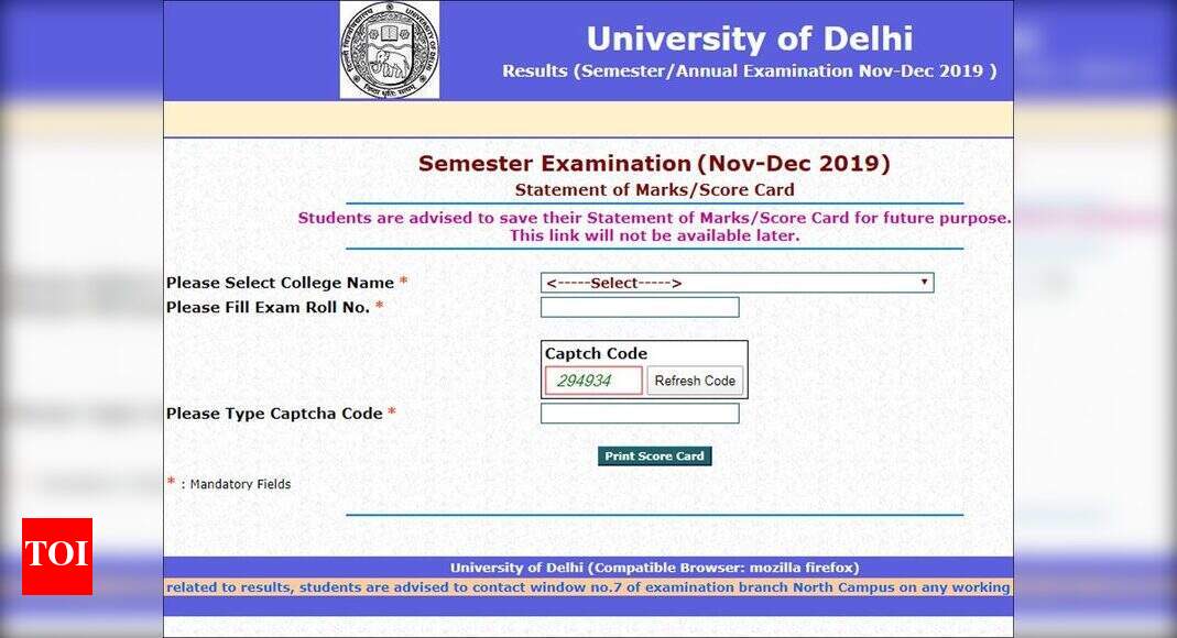 DU Exam Result: Delhi University UG/ PG Nov-Dec Exam 2019 result ...