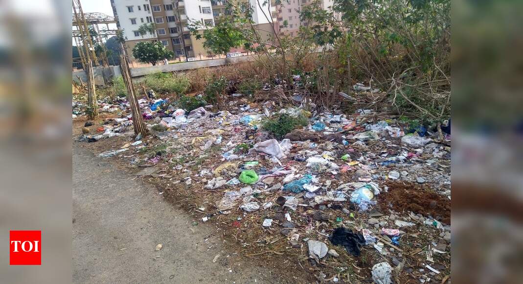 Garbage heap strewn by the road - Times of India