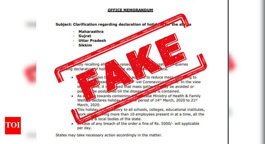 FAKE ALERT: Notice declaring holidays in 4 Indian states due to ...