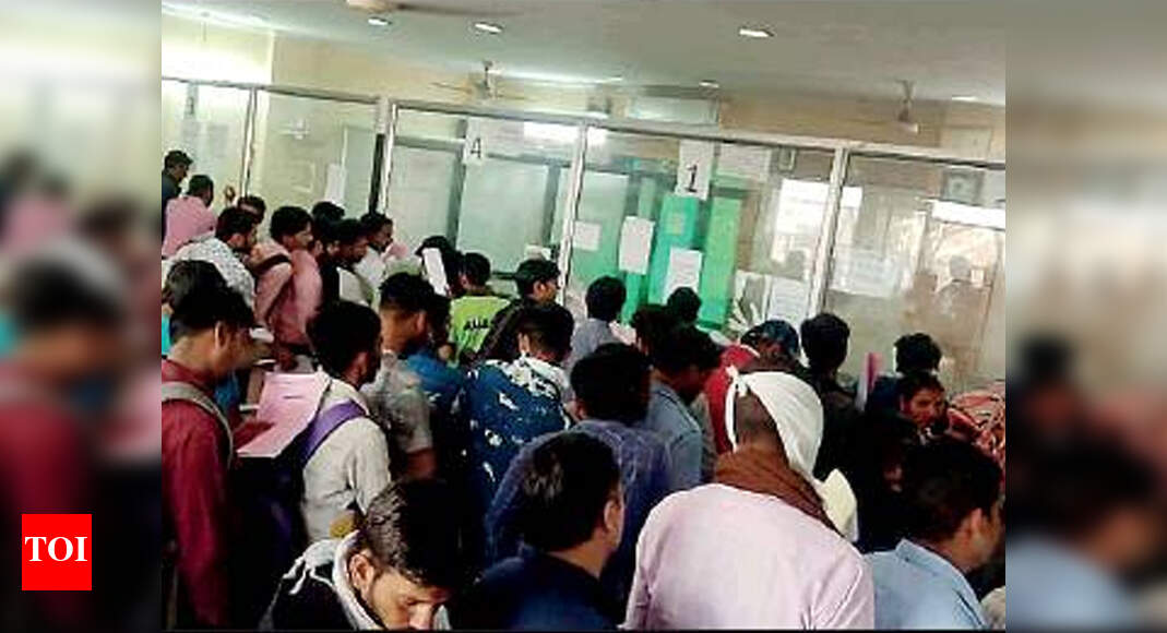 Covid-19 fails to deter people from crowding at JMC office | Jaipur ...