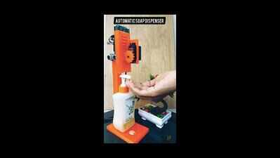 Engg student comes up with low-cost sanitizer dispenser | Kochi News ...