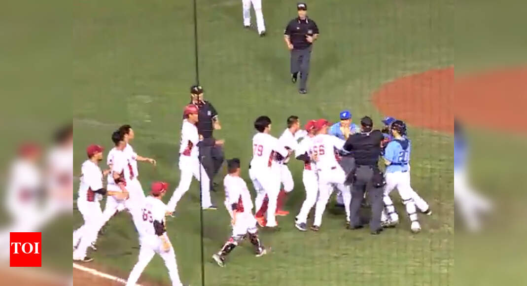 Watch: Social distancing goes for a toss in Taiwan baseball brawl ...