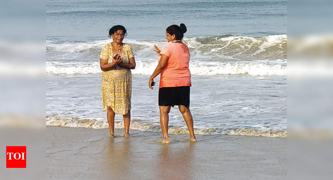 Goa: Elderly step out to enjoy seawater soak | Goa News - Times of India
