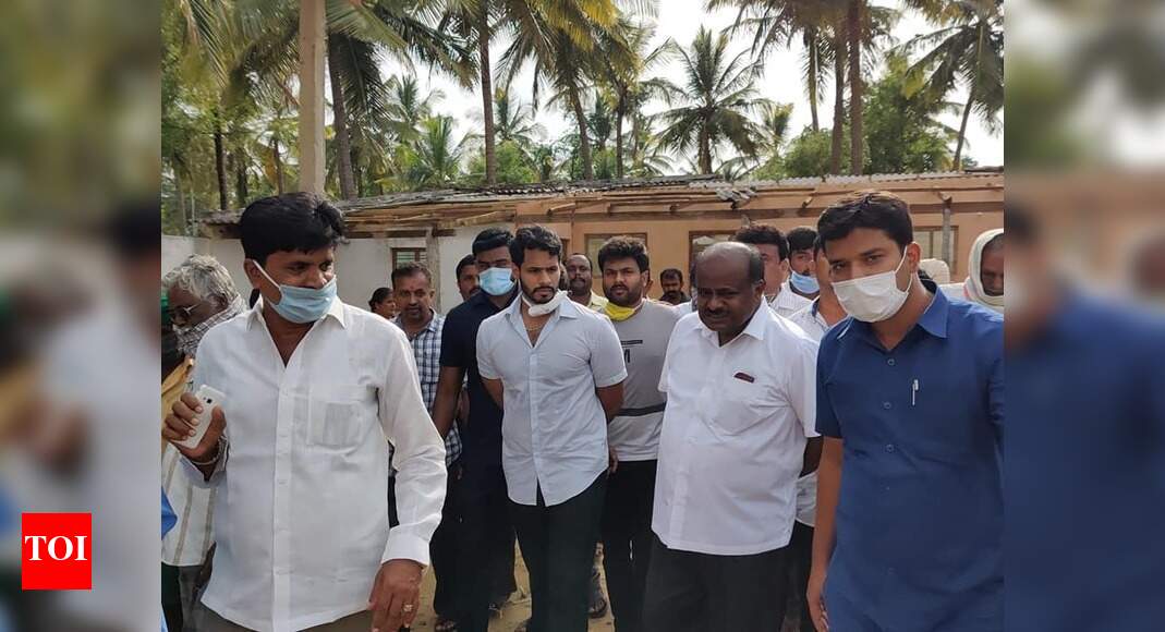 Nikhil Kumaraswamy joins father in assessing rain damage in Channapatna ...