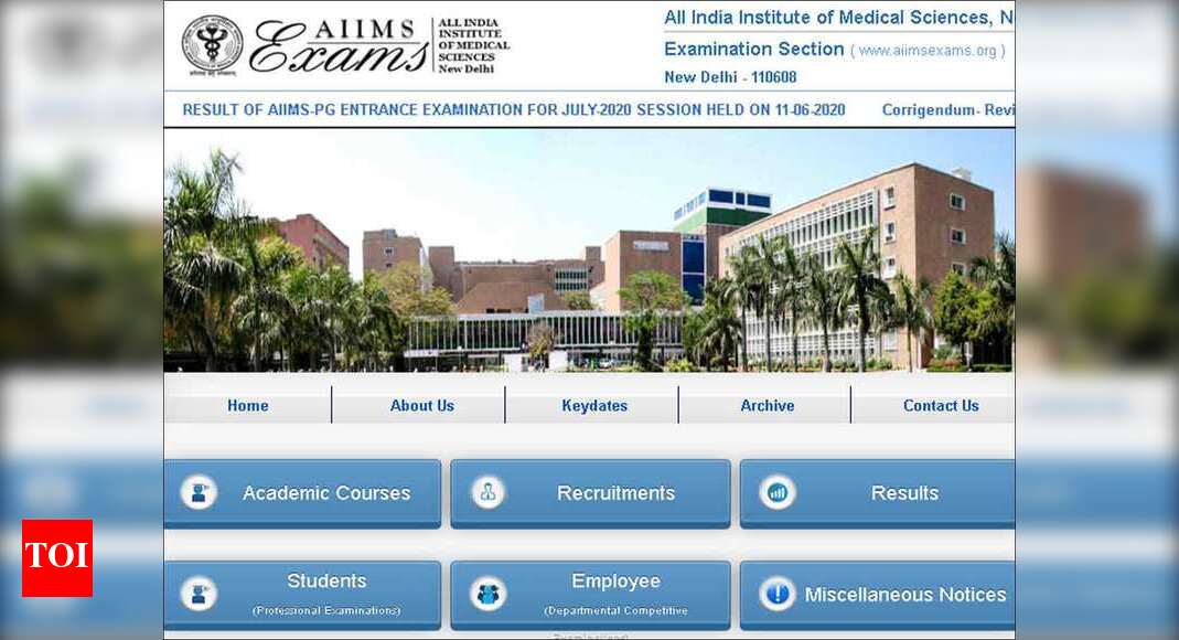 AIIMS PG Result 2020 released at aiimsexams.org; download PDF here ...