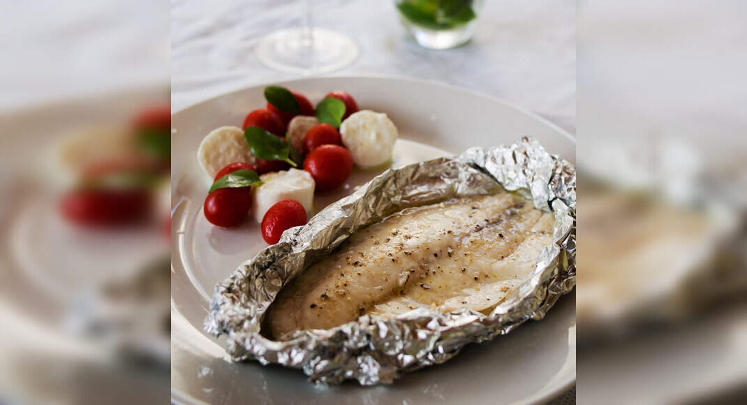 Pan-Seared Fish with Caprese Salad, Mozzarella and Tomato Recipe: How ...