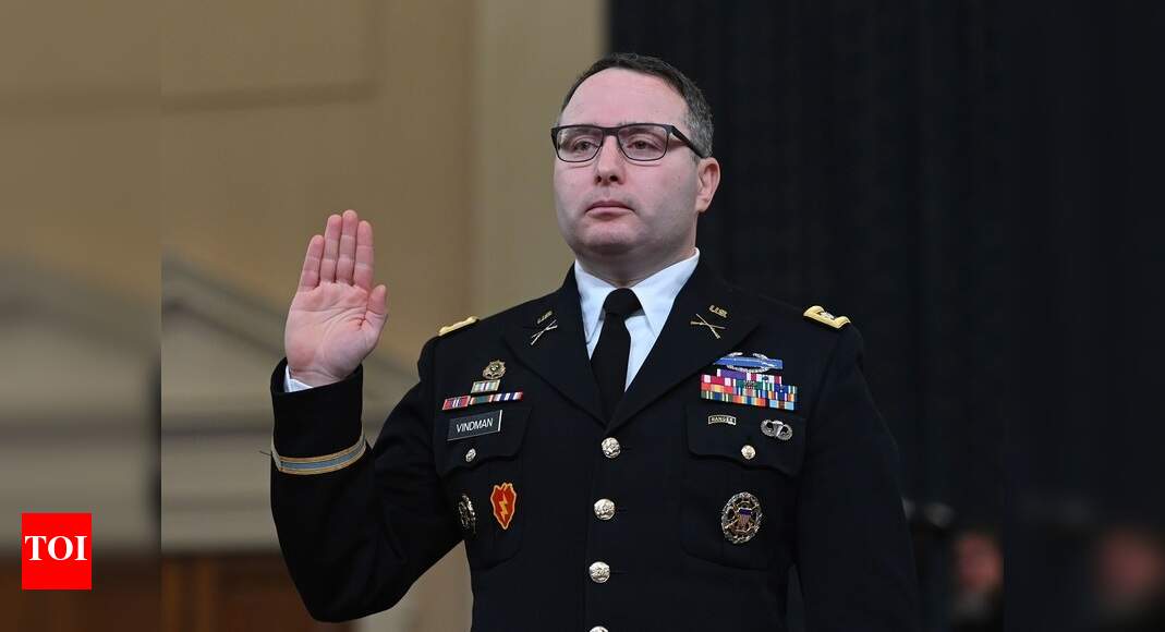 Us Army Officer Who Testified At Trump Impeachment Retires Times Of India