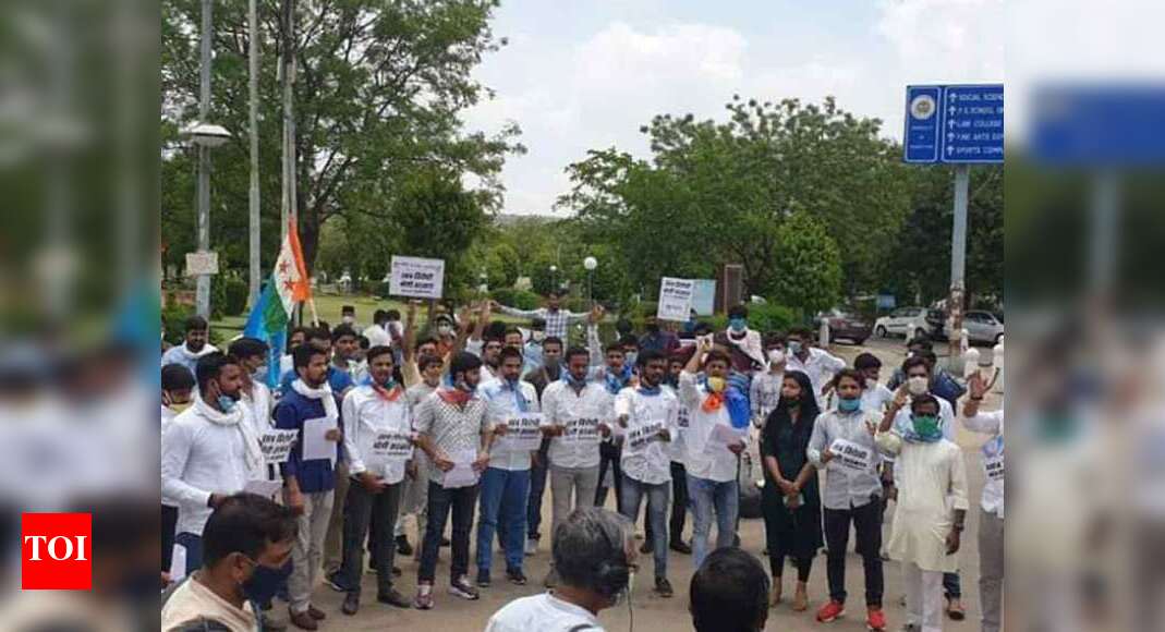 NSUI protest against UGC decision to conduct final exams - Times of India