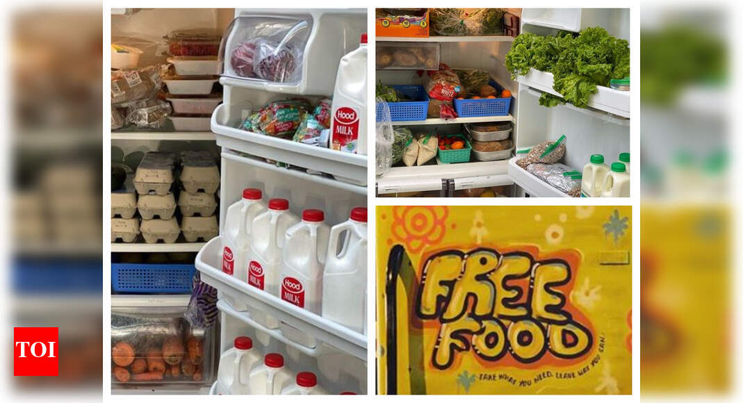 New York residents install fridges with free foods - Times of India