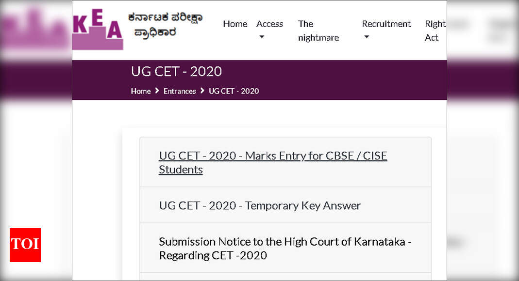 KCET Answer Key: KEA KCET official answer key 2020 released - Steps to ...