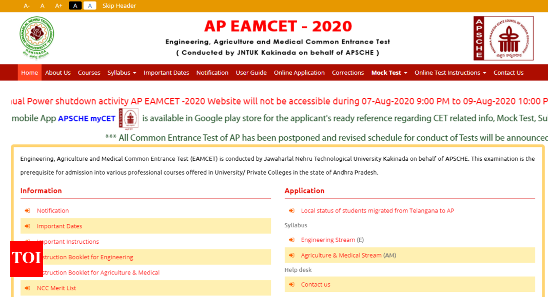 AP EAMCET 2020 Exam date announced, check complete schedule here ...
