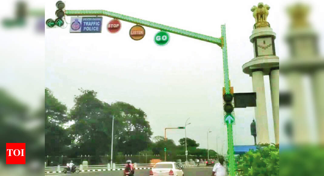 Chennai: New LED traffic signalling poles installed at Marina | Chennai ...