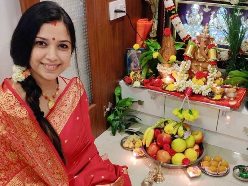 Swetha Changappa: Swetha Changappa gives a glimpse of her Ganapati puja ...