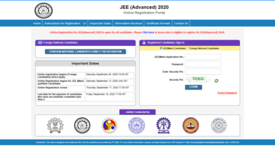 JEE (Advanced) 2020 registration begins @ jeeadv.ac.in, here's step-by-step guide to apply ...