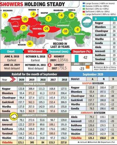 Sept rains less but overall monsoon normal over Vidarbha | Nagpur News - Times of India