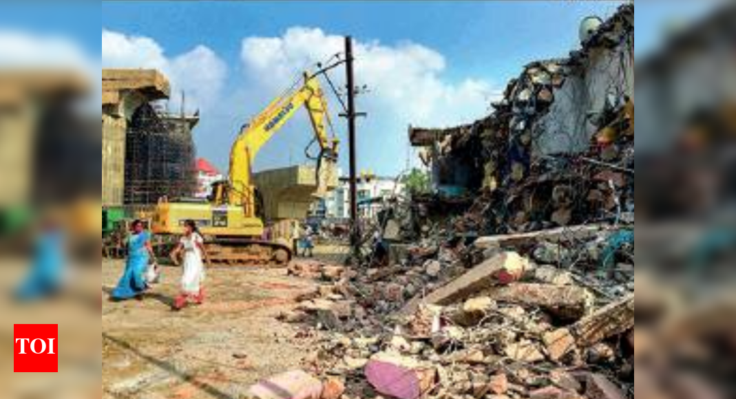 Last building below Velachery flyover razed for service lane | Chennai ...