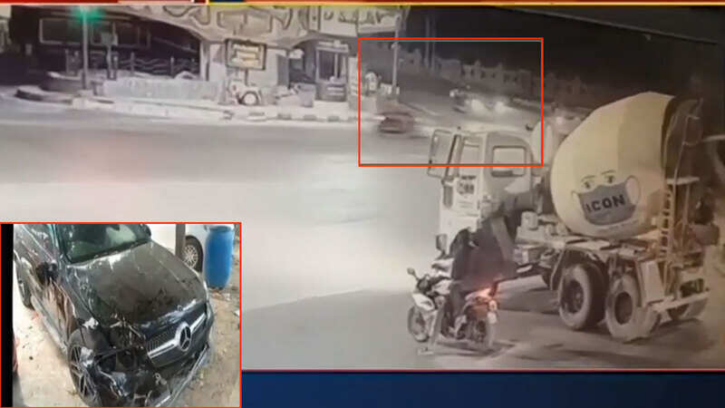 Cctv Footage Speeding Car Rams Into Bike In Hyderabad 1 Killed