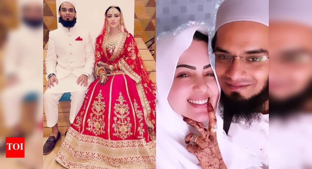 Sana Khan shares romantic photo with husband Sayied Mufti Anas; newlyweds twin in white - Times ...