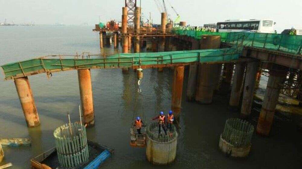 Here's how the longest bridge project above the sea in India is shaping ...