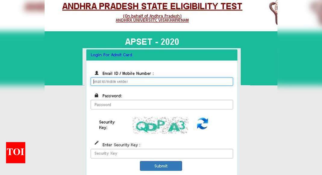 APSET 2020 hall ticket released; check download link here - Times of India APSET 2020 hall ticket released; check download link here - Times of India