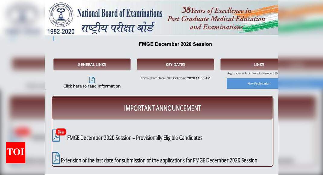 NBE FMGE Result 2020 declared at nbe.edu.in; download here - Times of India