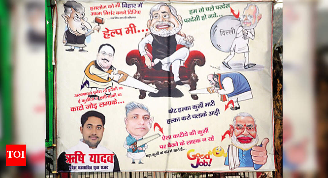 RJD poster shows Nitish Kumar being ‘downsized’ by BJP | Patna News ...